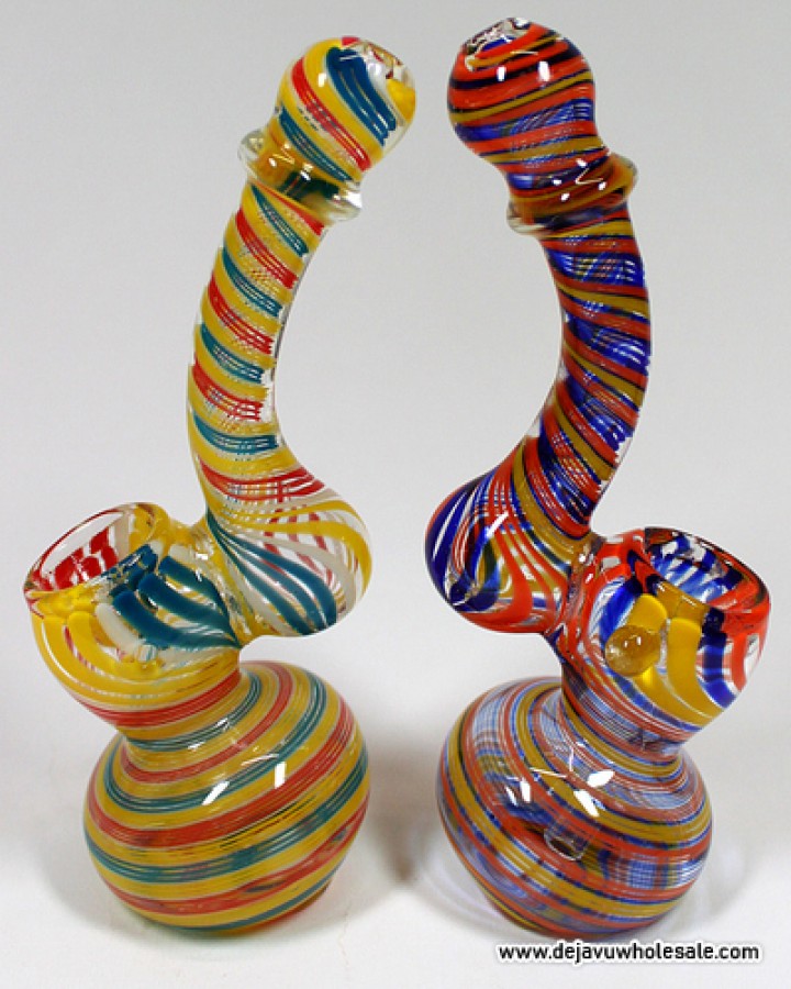 6'' Multi Color Rotted Single Rim Design Bubbler