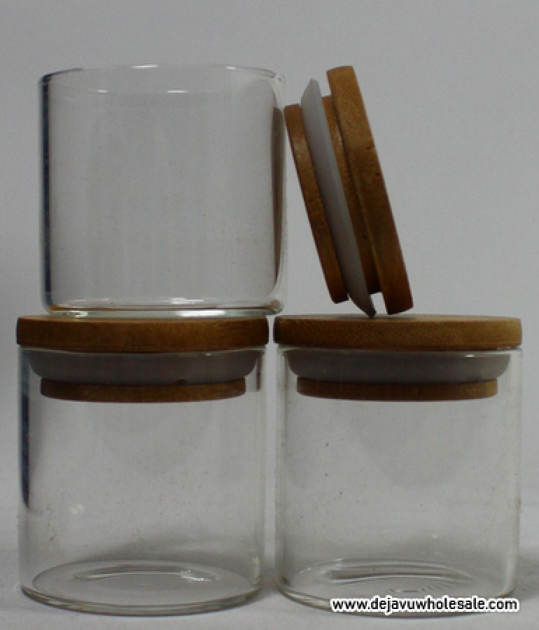 2" Glass Jar Wood Cap