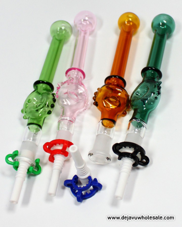 7'' Glass Donut Dab Straw With 10 mm Ceramic Tip