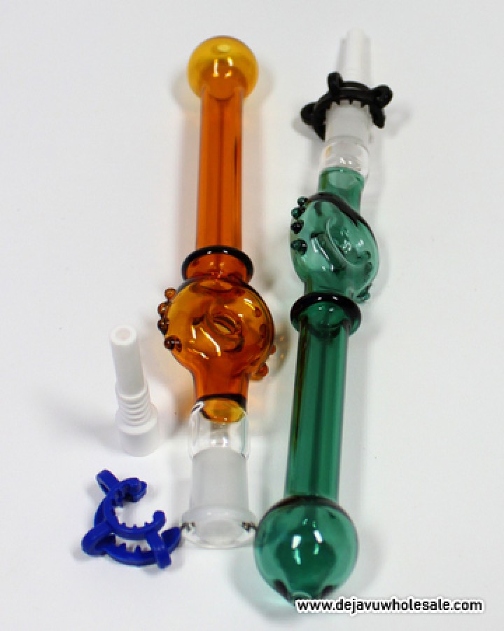 7'' Glass Donut Dab Straw With 10 mm Ceramic Tip