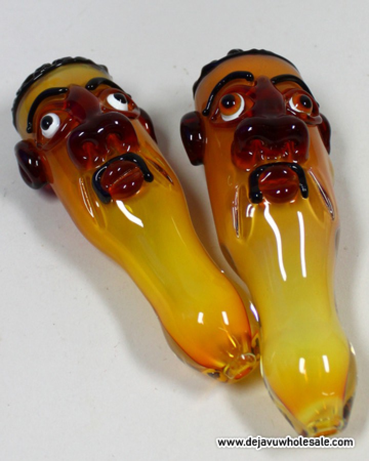 4.75'' Ugly Face Double Bowl Glass Hand Pipe