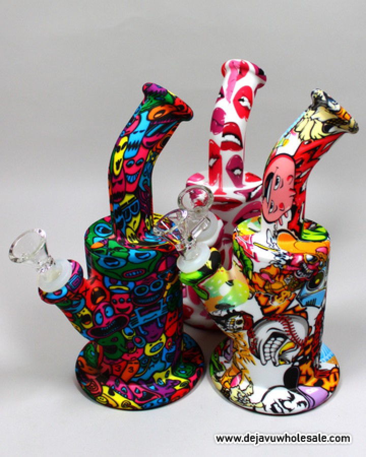 8.25" Printed Silicon Water Pipe with Downstem and Bowl