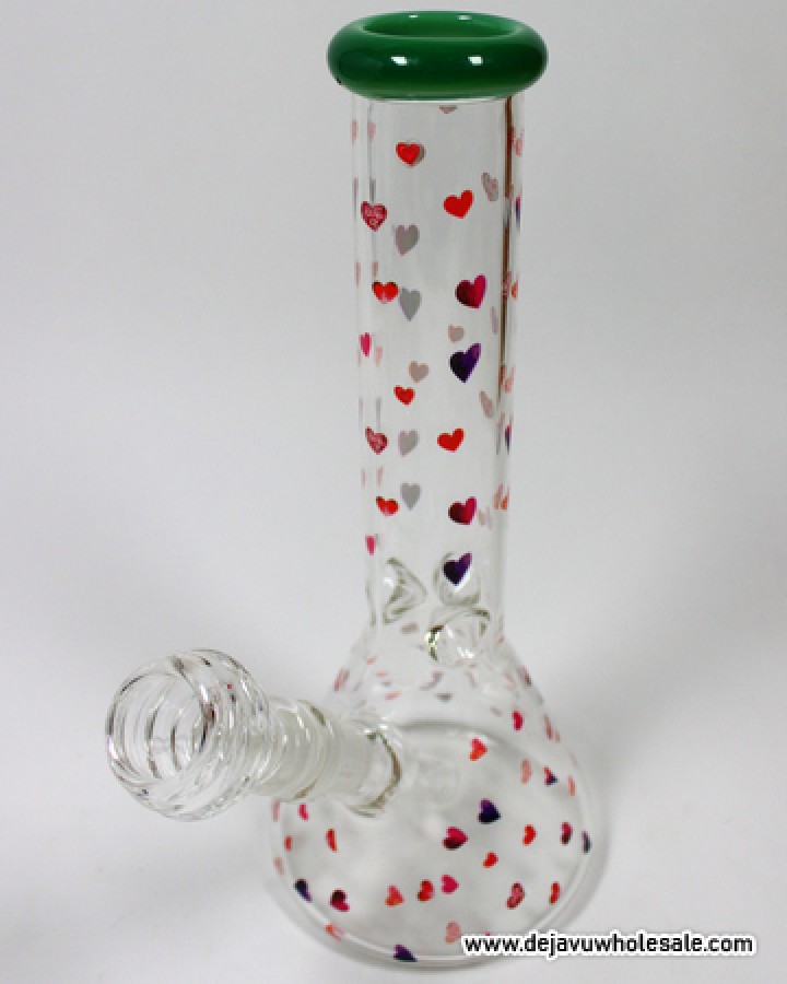 10'' GoG Heart Decal Water Pipe With 14mm Down Stem and Bowl