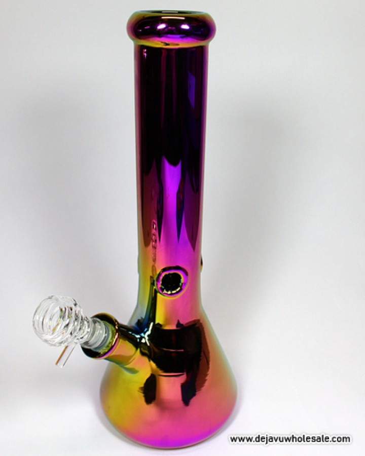 14'' 9mm Thick Metallic Rainbow Water Pipe (14mm Bowl and Down stem)