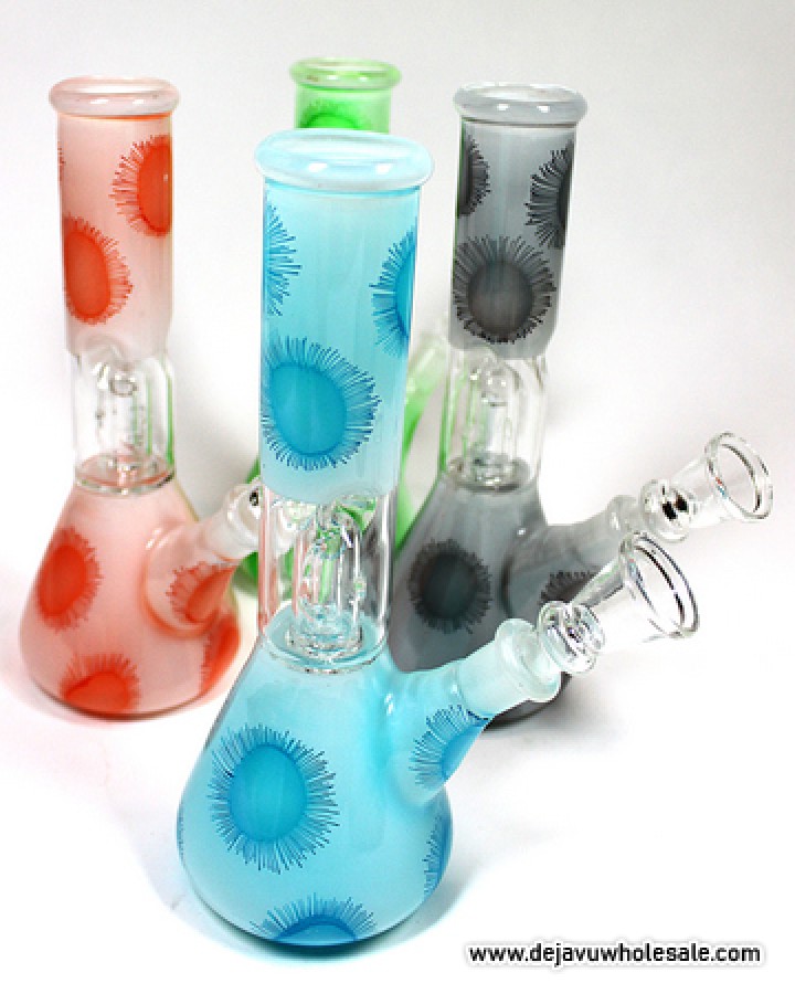 8'' Single Dome Perc Color Jelly Water Pipe With 2 in 1 Slide