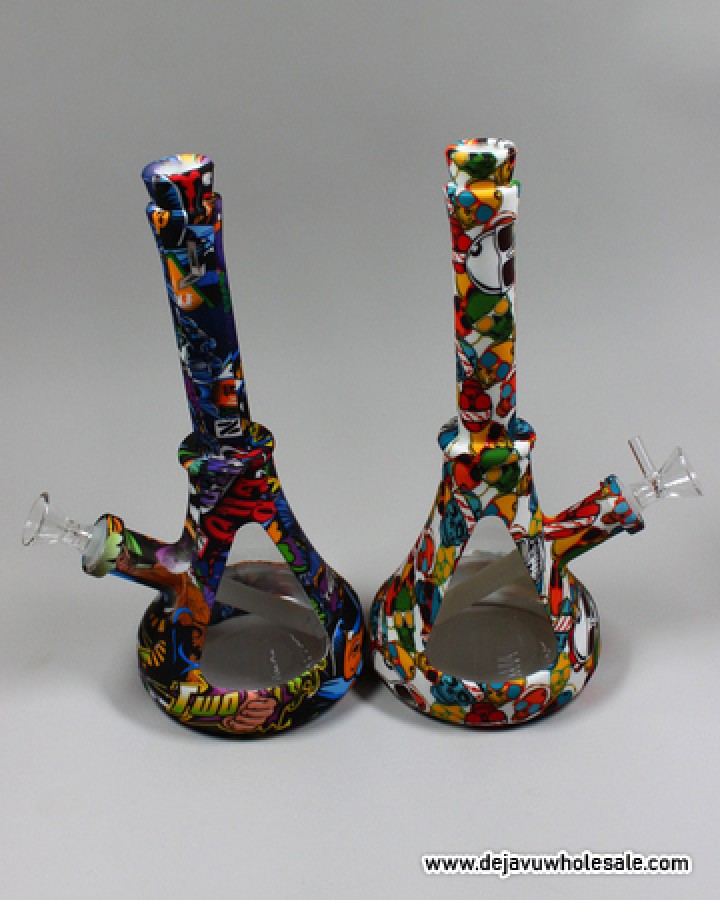 10'' Beaker Base Glass Window Silicone Water Pipe with Bowl